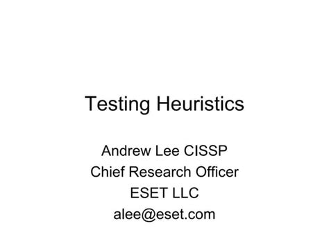 Testing Heuristic Detections Ppt