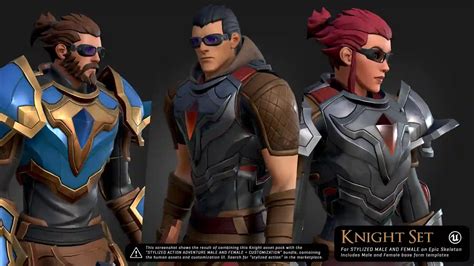 Fantasy Knight Set For Stylized Male And Female 4 27 Game Assets Free