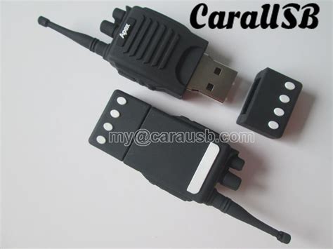 Black Pvc Custom Walkie Talkie Shape Usb Flash Disk As Portable Radio Transmitter Walkie Talkie