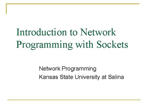 Introduction To Network Programming With Sockets Network Programming
