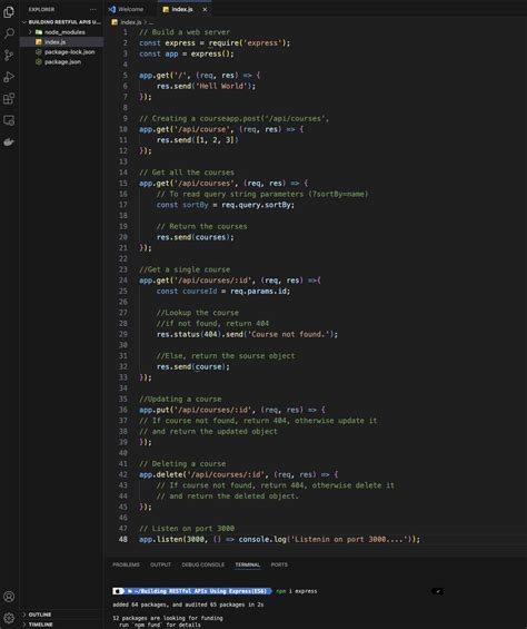 javascript node express npm restfulapis ervices post put