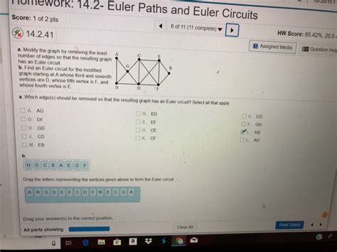 Solved 10 20 1911 Tuitwork 14 2 Euler Paths And Euler
