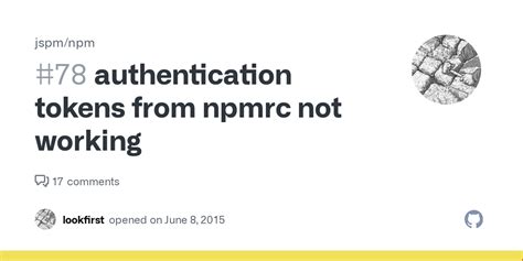 Authentication Tokens From Npmrc Not Working · Issue 78 · Jspmnpm · Github