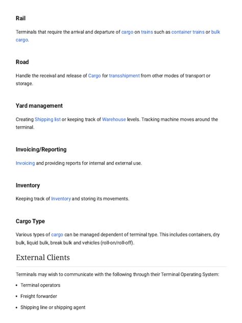 Terminal Operating System Wikipedia Pdf Cargo Shipping