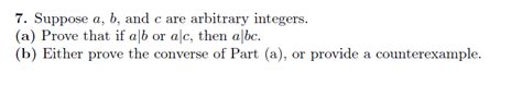 Solved 7 Suppose A B And C Are Arbitrary Integers A