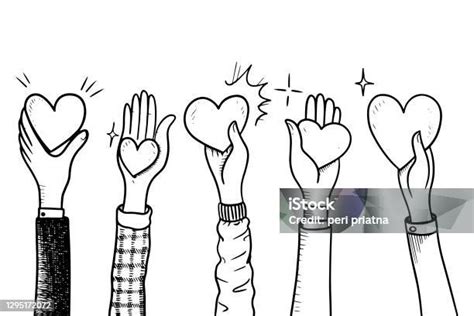 손으로 그린 스케치 스타일의 박수 엄지 손가락 제스처 박수를 치는 인간의 손 낙서 스타일 벡터 일러스트레이션에 자원봉사에 대한 스톡 벡터 아트 및 기타 이미지 Istock