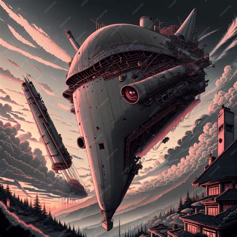 Premium Ai Image Futuristic Airship