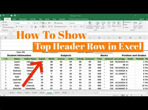 Modify The Worksheet So The First Row Is Always Visible High