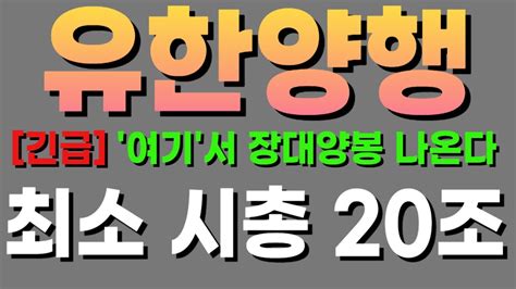 🔴유한양행 마지막 하락 고생 끝났네요 버틴 사람이 결국 이겼다 여기서 대폭등 나옵니다 Youtube