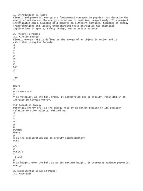 1 Introduction 1 Page Pdf Kinetic Energy Potential Energy