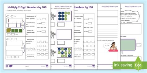 Multiply 2 Digit Numbers By 100 Mastery Activity Sheets
