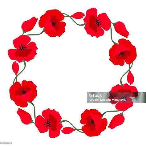 흰색 배경에 고립 된 빨간 양귀비와 화환 벡터 그림입니다 양귀비 식물에 대한 스톡 벡터 아트 및 기타 이미지 양귀비 식물 화관 기념관 Istock
