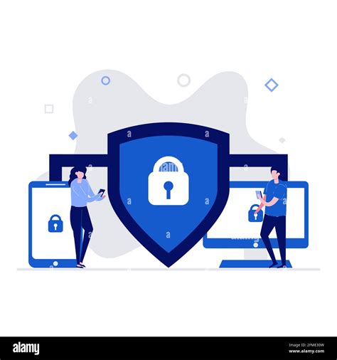 Cyber Security Vector Illustration Concept With Characters Data
