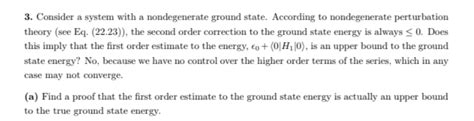 Solved 3 Consider A System With A Nondegenerate Ground