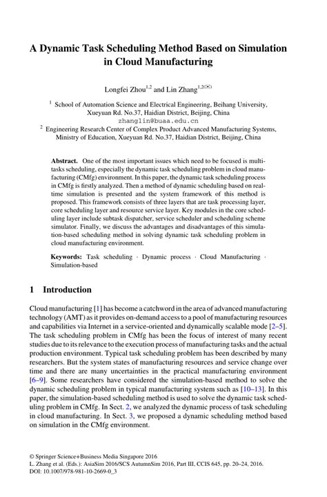 Pdf A Dynamic Task Scheduling Method Based On Simulation In Cloud
