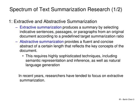 Ppt A Brief Review Of Extractive Summarization Research Powerpoint