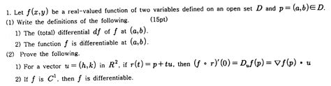 Solved 1 Let Fxy Be A Real Valued Function Of Two