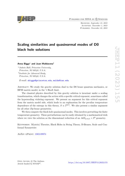 Pdf Scaling Similarities And Quasinormal Modes Of D0 Black Hole Solutions