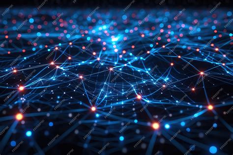Premium Photo Futuristic Digital Network Visualization With Glowing Nodes And Connections
