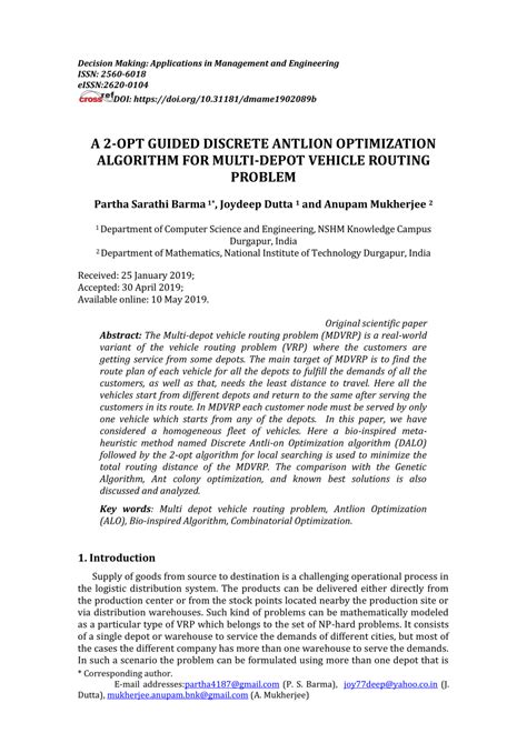 PDF A 2 Opt Guided Discrete Antlion Optimization Algorithm For Multi