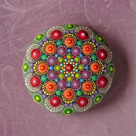 Jewel Drop Mandala Painted Stone Hand Painted By Elspeth Mclean