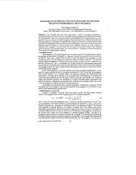 Pdf Backward Wave Propagation In Waveguide Filled With Negative