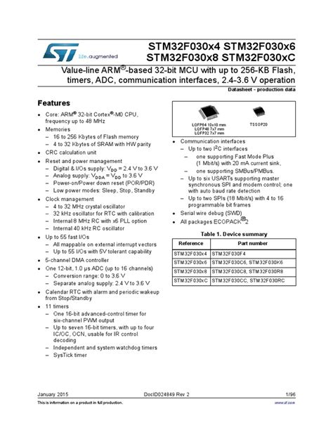 Datasheet Stm32f030c6t6 C62514 Pdf Booting Computer Memory