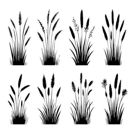 Vector Set Of Grass With A Simple Silhouette Style Premium Ai Generated Vector
