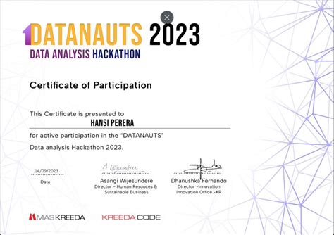 Hansi Perera On Linkedin Certificationachieved Dataanalysis Datanuts Kreedacode Hackathon2023