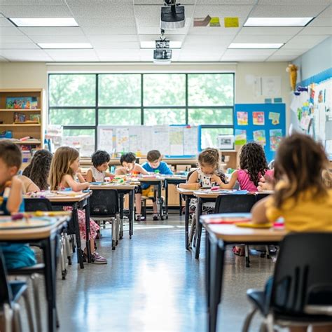 Uma Sala De Aula Com Alunos Envolvidos Num Modelo De Instrução