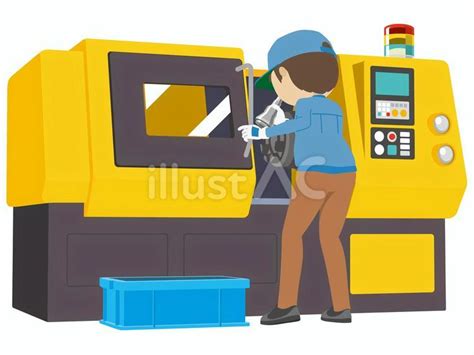 NC旋盤装置で切削加工をする作業員イラスト No 23534496無料イラストフリー素材ならイラストAC