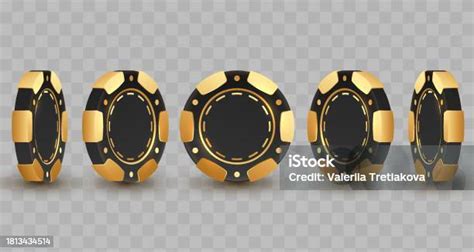 3d 금과 까만 부지깽이 칩의 세트 투명한 배경에 그림자를 가진 토큰 카드 카지노 게임 디자인 전단지 포스터 장식 배너 웹 광고에 대 한 벡터 일러스트 레이 션 0명에 대한