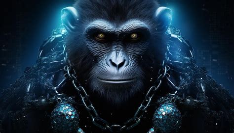 Premium AI Image Techno Monkey Coding Chain