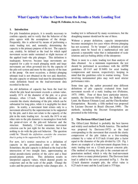 Capacity Value To Choose From The Results A Static Loading Test Pdf