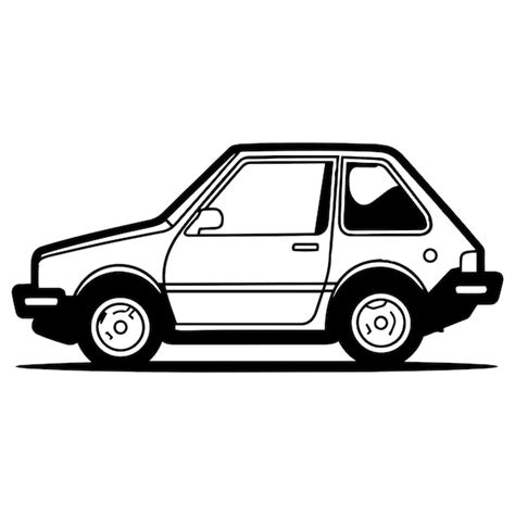 플랫 라인 아트 스타일의 세단 자동차 프리미엄 벡터