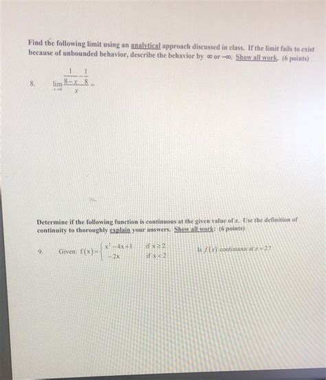 Solved Find The Following Limit Using An Analytical Approach Chegg Com