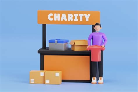 3d 일러스트레이션 기부를 위해 옷을 모으는 자원 봉사자 자원 봉사 및 자선 활동 3d 일러스트레이션 3차원 형태에 대한 스톡 사진 및 기타 이미지 Istock