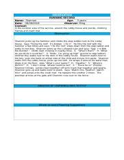 RUNNING RECORD EXAMPLE Docx Name Shannon Date Context OBSERVATION RUNNING RECORD