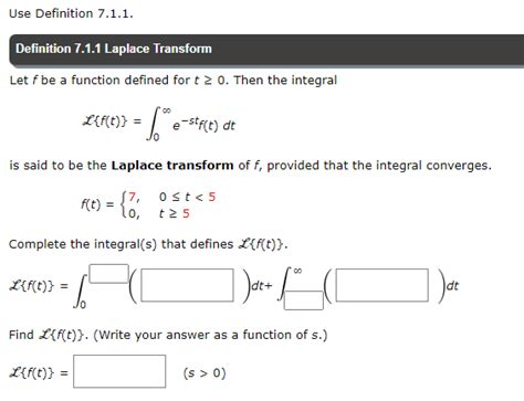 Solved Definition 711 Laplace Transform Let F Be A