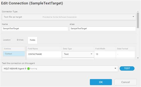 Target Text Connection Fields Tab
