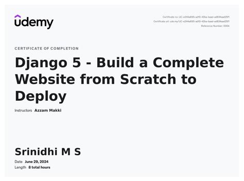Srinidhi Manohar On Linkedin Django Udemy Pythonwebdevelopment