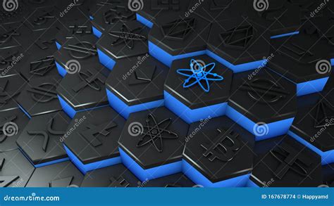 Abstract Blue Cosmos Coin Cryptocurrency With Blockchain Network Connection In Blockchain