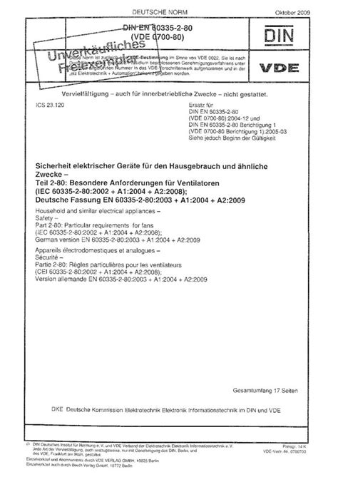 DIN EN 60335-2-80-2009 家用和类似电气设备的安全.第2-80部分:电扇的特殊要求(IEC 60335-2-80:2002 ...