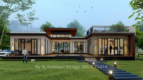 บ้านโมเดิร์นหน้ากว้างรูปตัวยู U Shape House มีพื้นที่กิจกรรมกลางแจ้งหลากหลาย 4 ห้องนอน 3
