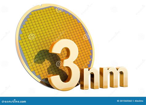 Silicon Wafer With Processor Cores 3nm Size 3d Rendering Stock