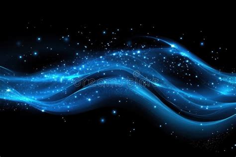 Vibrant Blue Abstract Background With Flowing Waves And Sparkling Particles Creating A