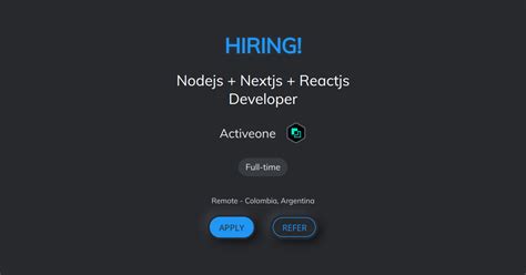 Nodejs Nextjs Reactjs Developer At Activeone Torre