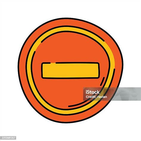 진입 금지 표지판 핸드 그린 스타일 마이너스 라인이있는 빨간색 원형 교통 표지판 운전 규칙 비주얼 금지 테마 및 경고 그래픽에 이상적 0명에 대한 스톡 벡터 아트 및 기타