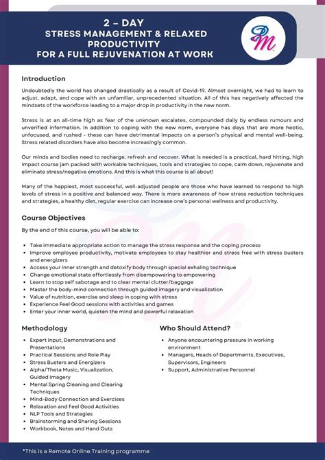 Stress Management And Relaxed Productivity For A Full Rejuvenation At Work Pm Eschool