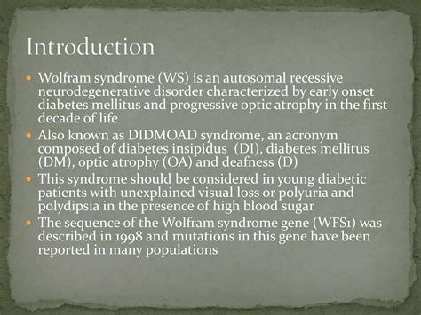 A Case Of Wolfram Syndrome Pptx